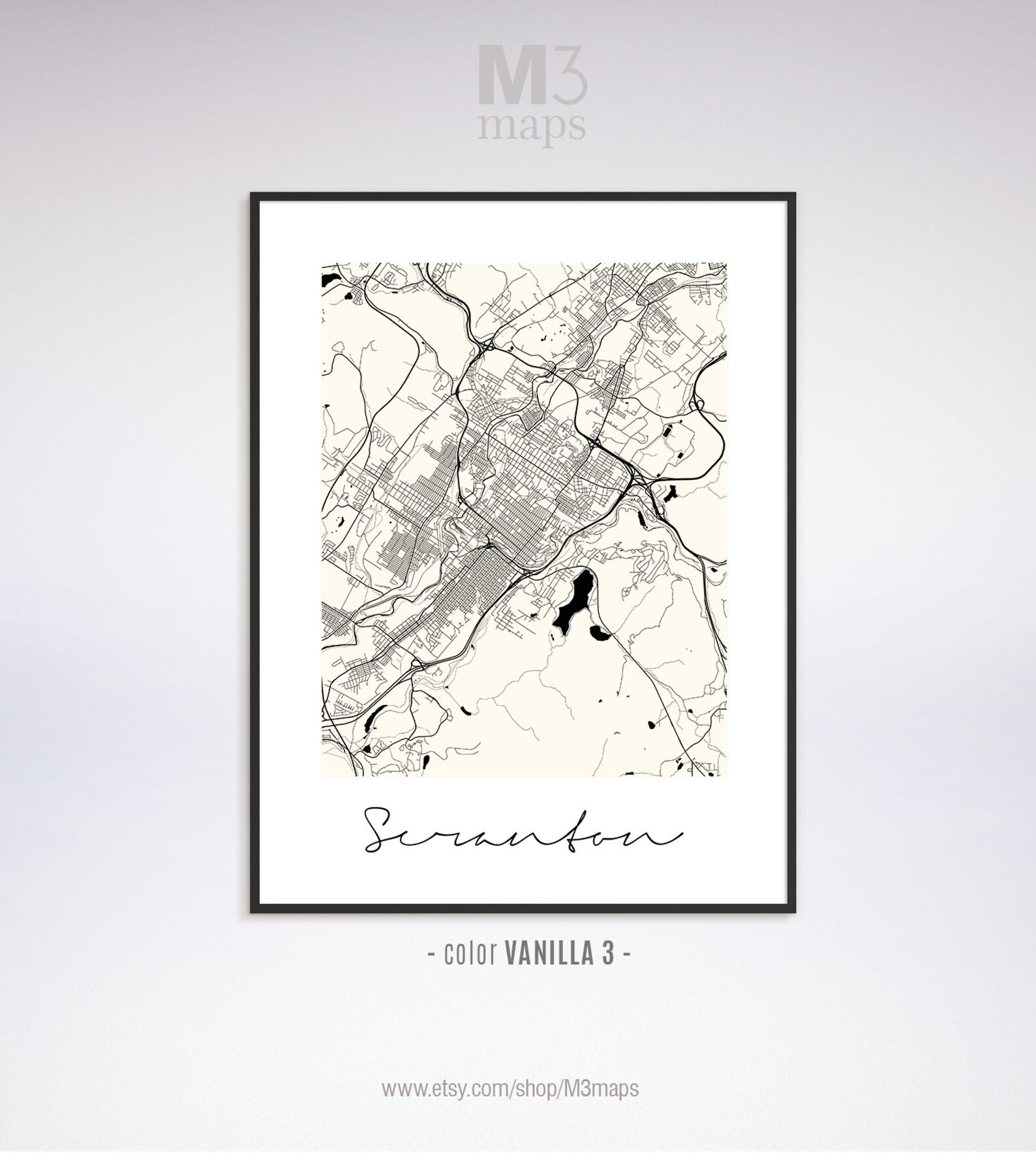 Scranton Minimalist Scranton Map Scranton Map Print - Etsy
