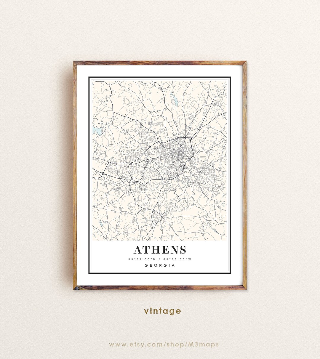 Athens Georgia Map, Athens GA Map, Athens City Map, Athens Print ...