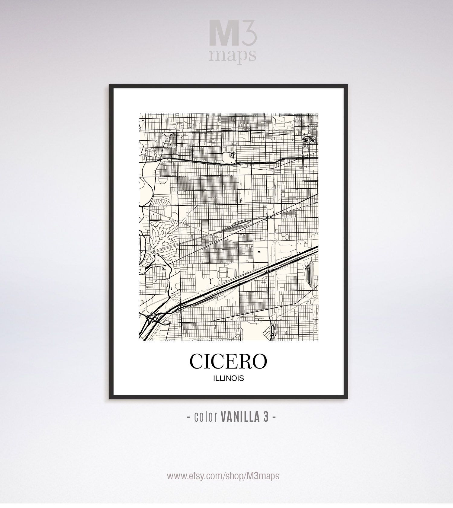 Cicero Cicero IL Map Cicero Modern Art Print Cicero Wall - Etsy
