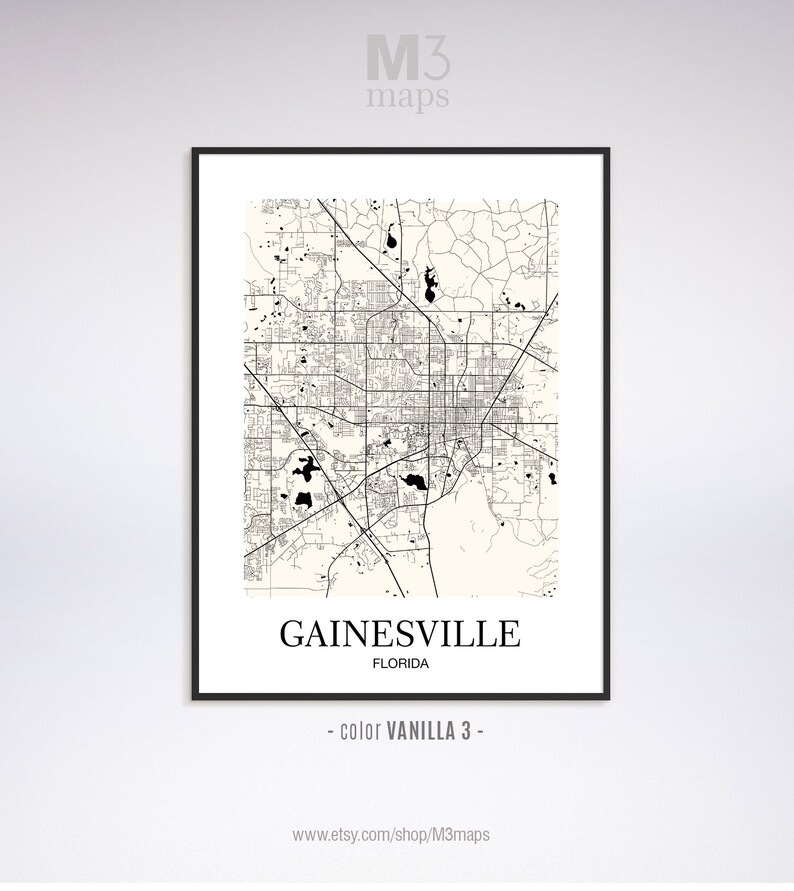 Gainesville Gainesville FL Map Gainesville Modern Art Print | Etsy