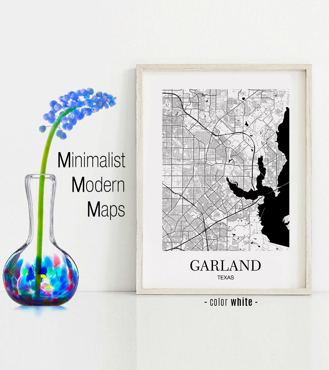 Garland Garland TX map Garland modern art print Garland | Etsy
