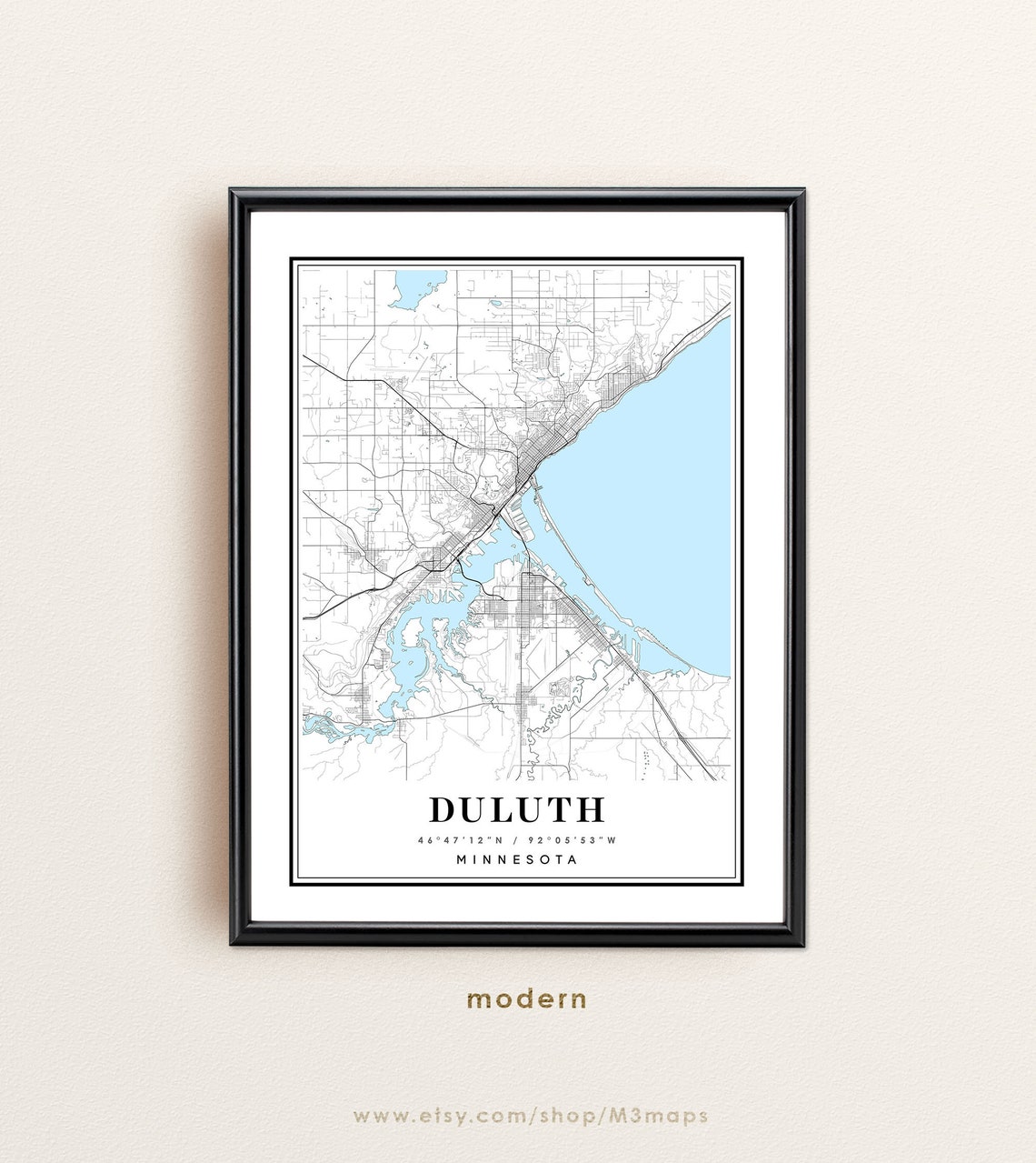 Duluth Minnesota Map Duluth MN Map Duluth City Map Duluth | Etsy