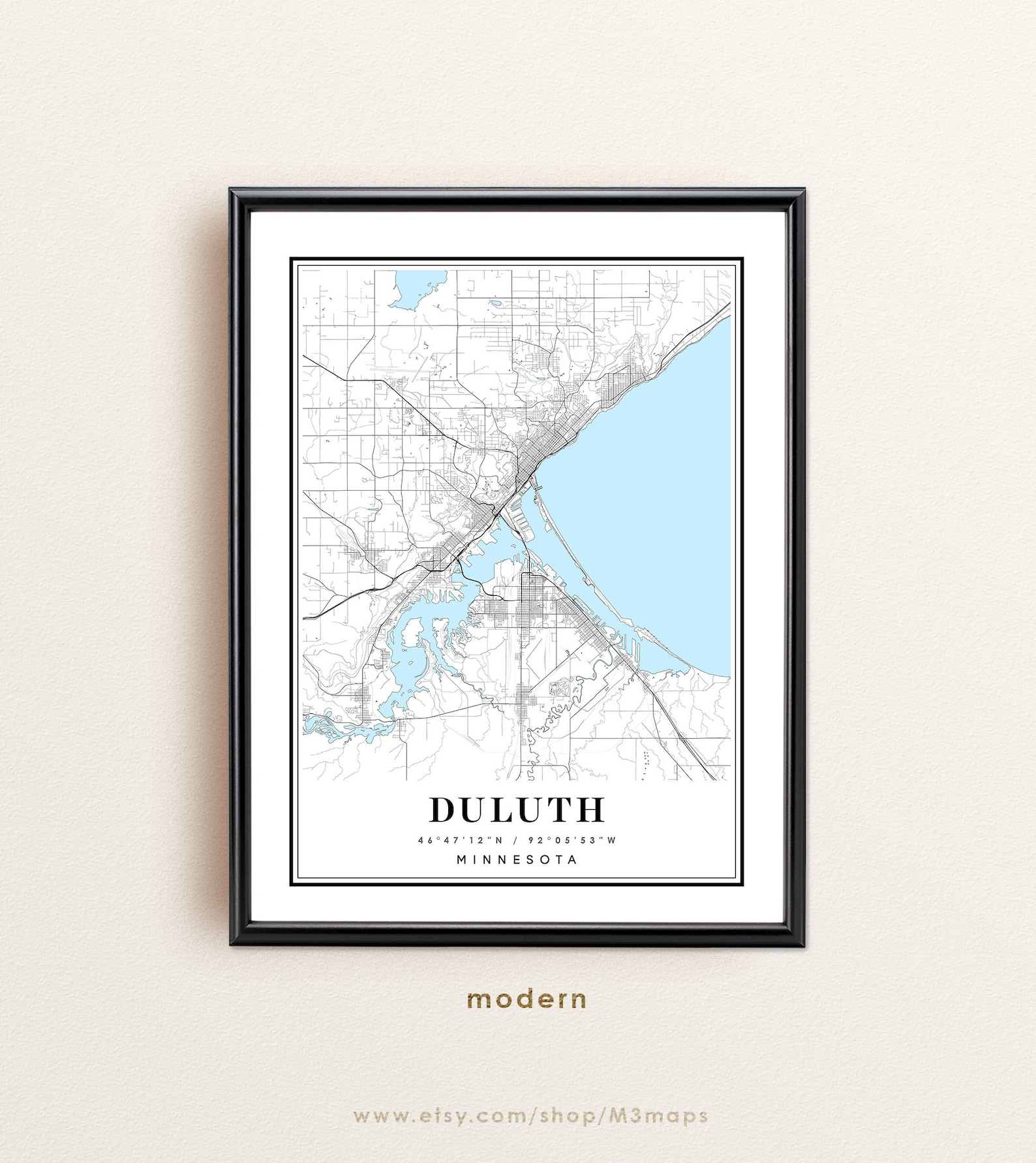 Duluth Minnesota Map Duluth MN Map Duluth City Map Duluth | Etsy