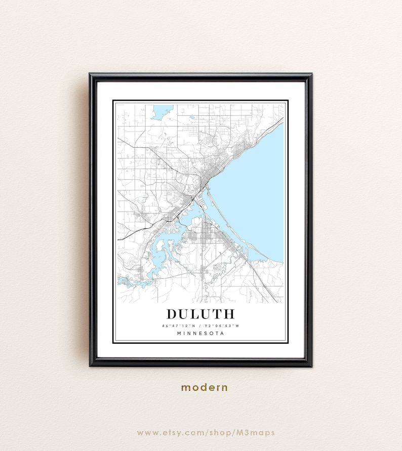 Duluth Minnesota Map Duluth MN Map Duluth City Map Duluth | Etsy