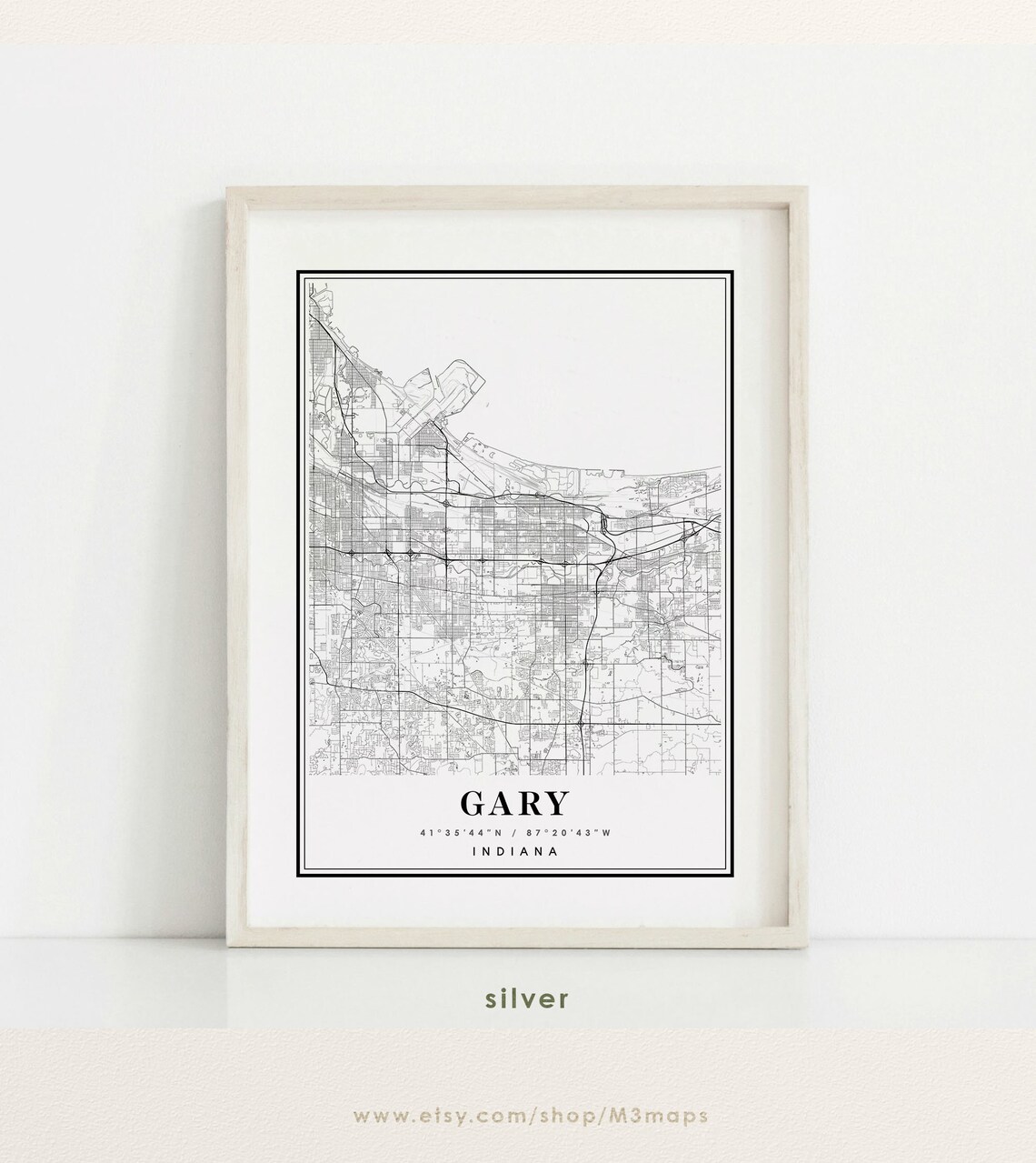 Gary Indiana Map Gary IN Map Gary City Map Gary Print Gary | Etsy