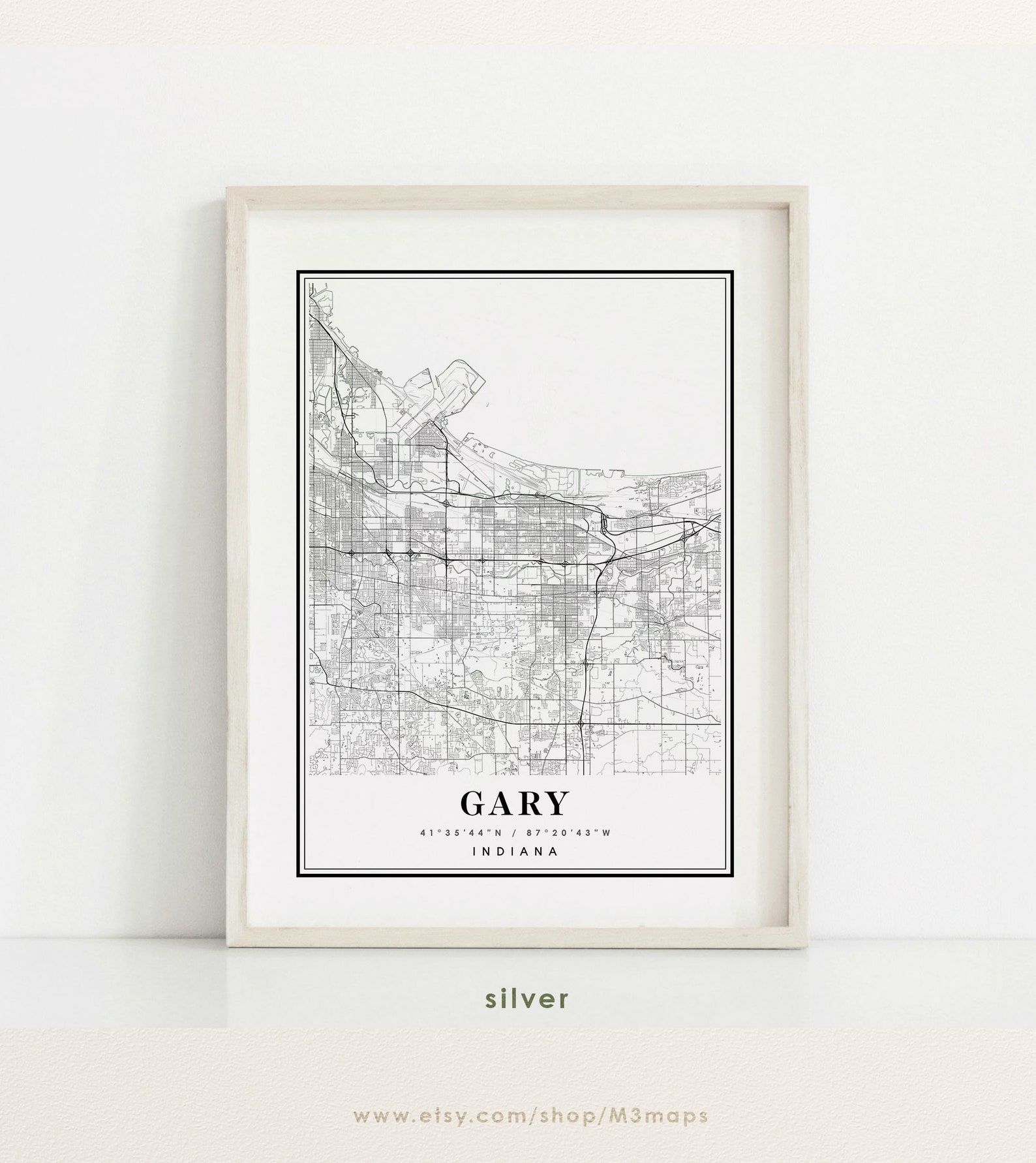 Gary Indiana Map Gary IN Map Gary City Map Gary Print Gary - Etsy