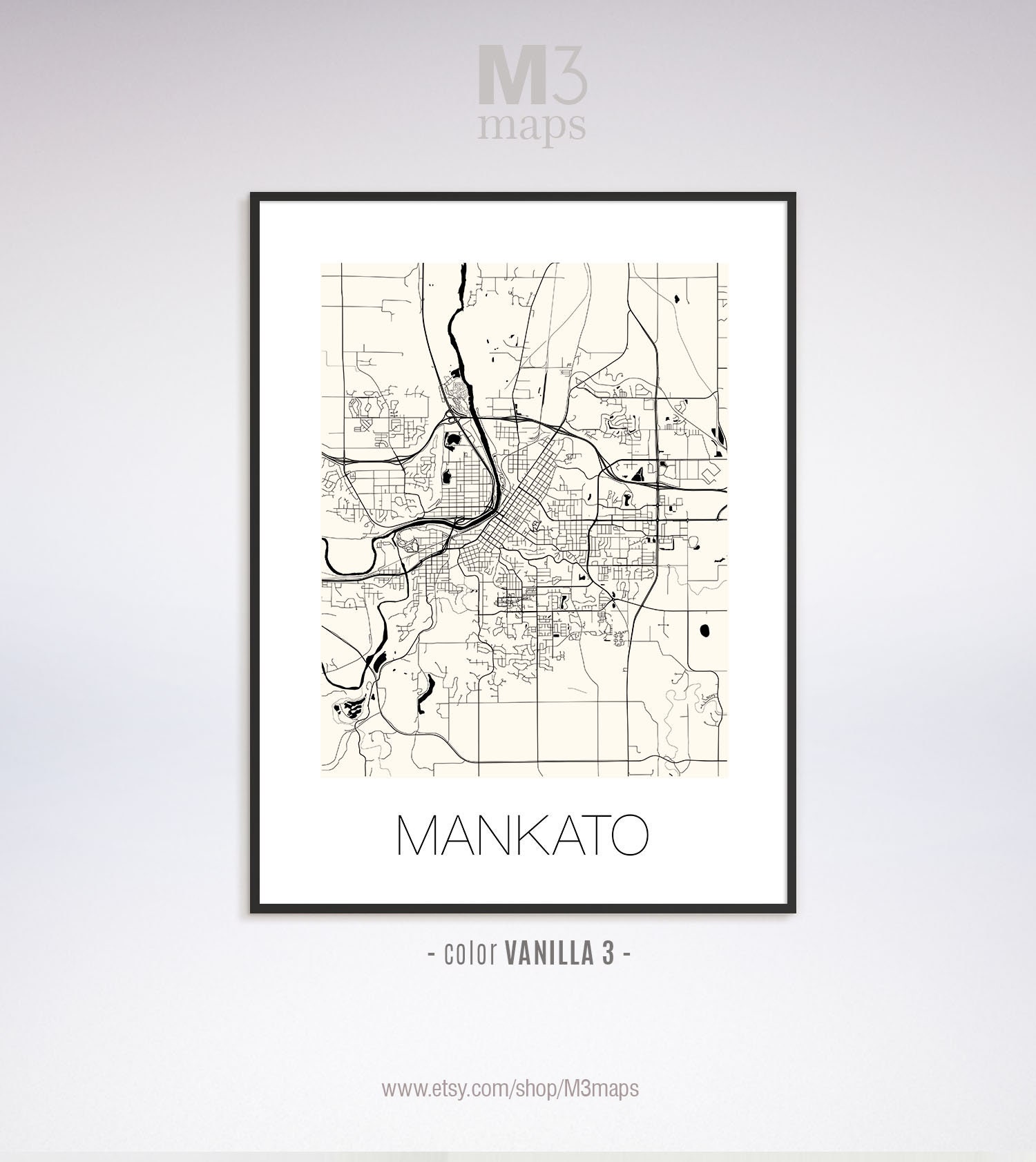 Mankato Minnesota Mankato MN map Mankato map Mankato print | Etsy