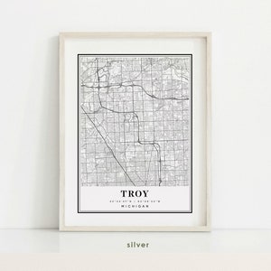 Troy Michigan Map, Troy MI Map, Troy City Map, Troy Print, Troy Poster ...
