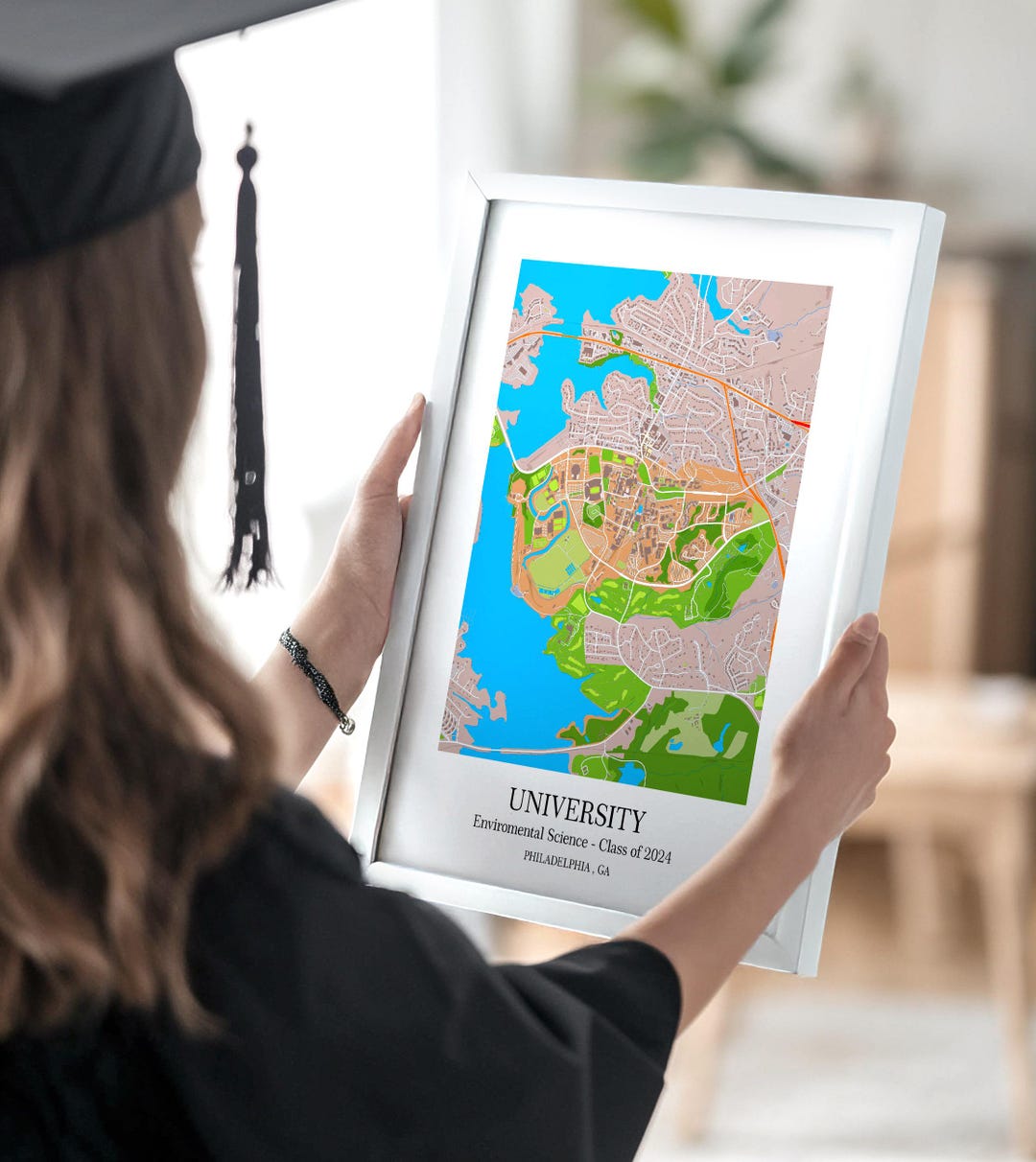 Custom College Campus Map | Personalized University Wall Art, Unique ...