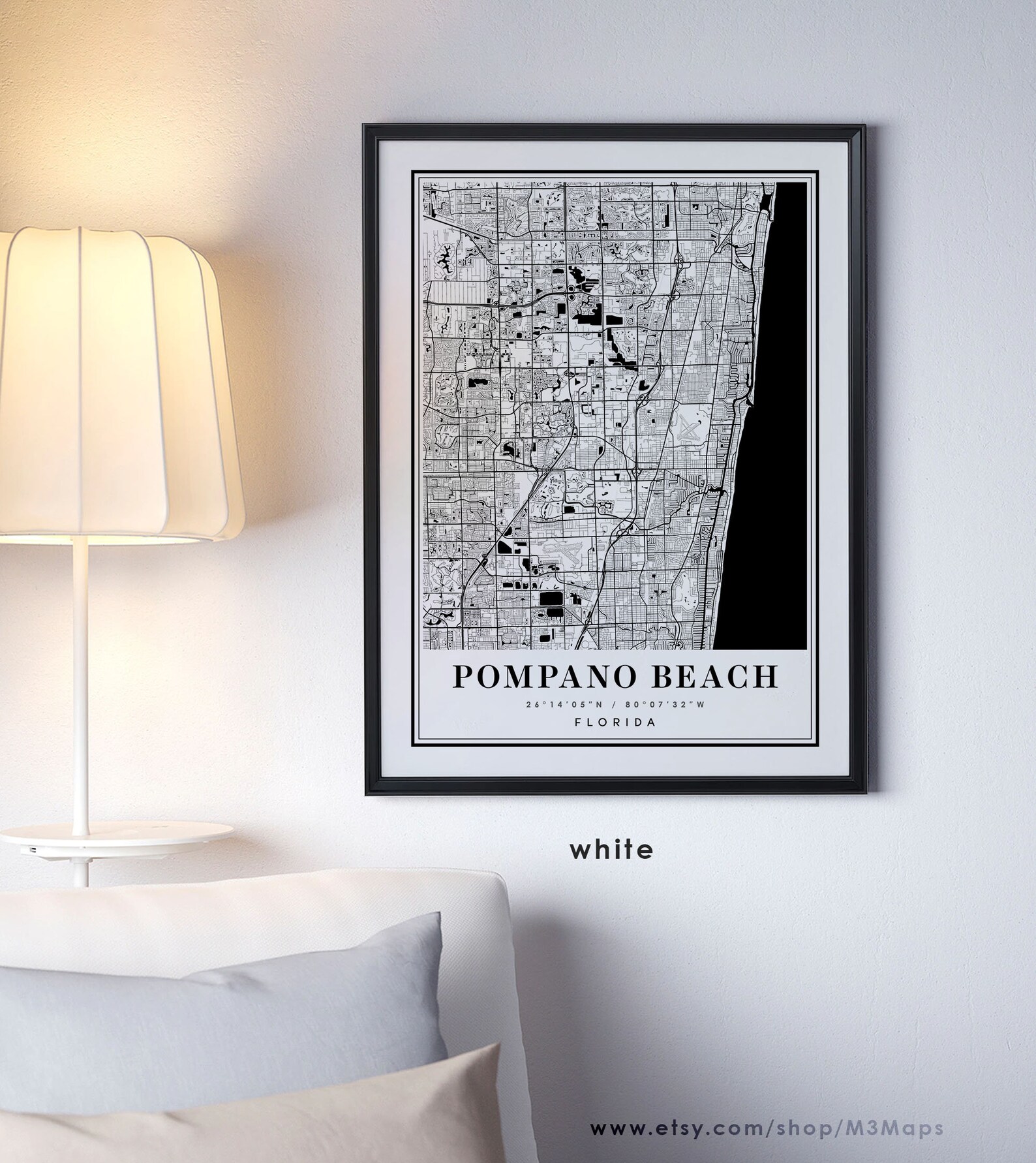 Pompano Beach Florida Map Pompano Beach FL Map Pompano Beach - Etsy