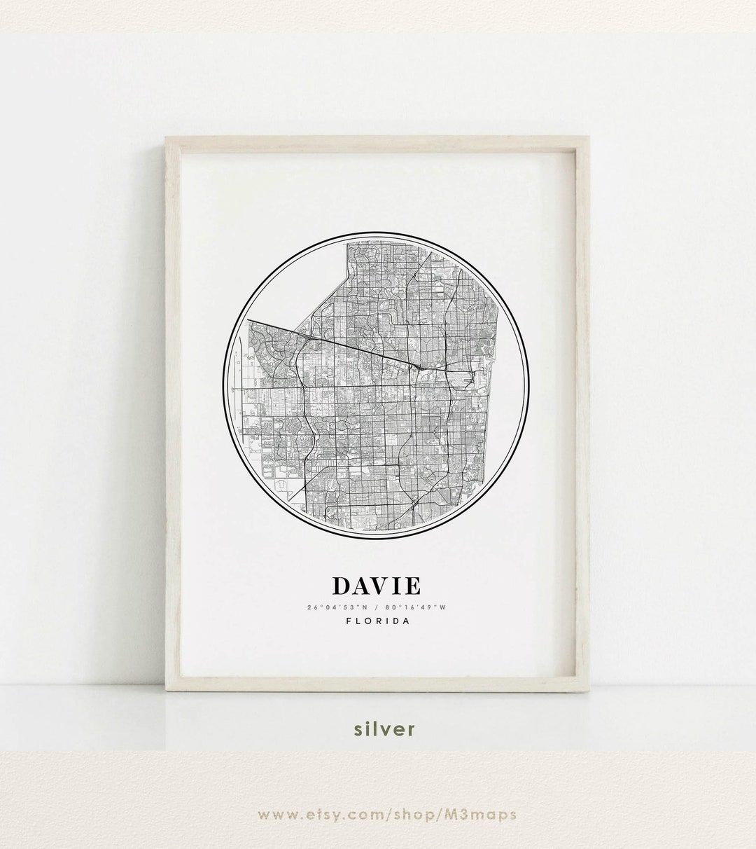 Mapa de Davie Florida Mapa de Davie FL Impresión de Davie - Etsy México