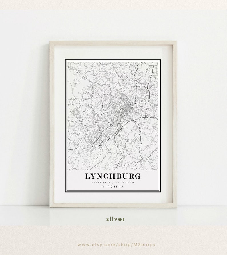 Lynchburg Virginia Map Lynchburg VA Map Lynchburg City Map | Etsy
