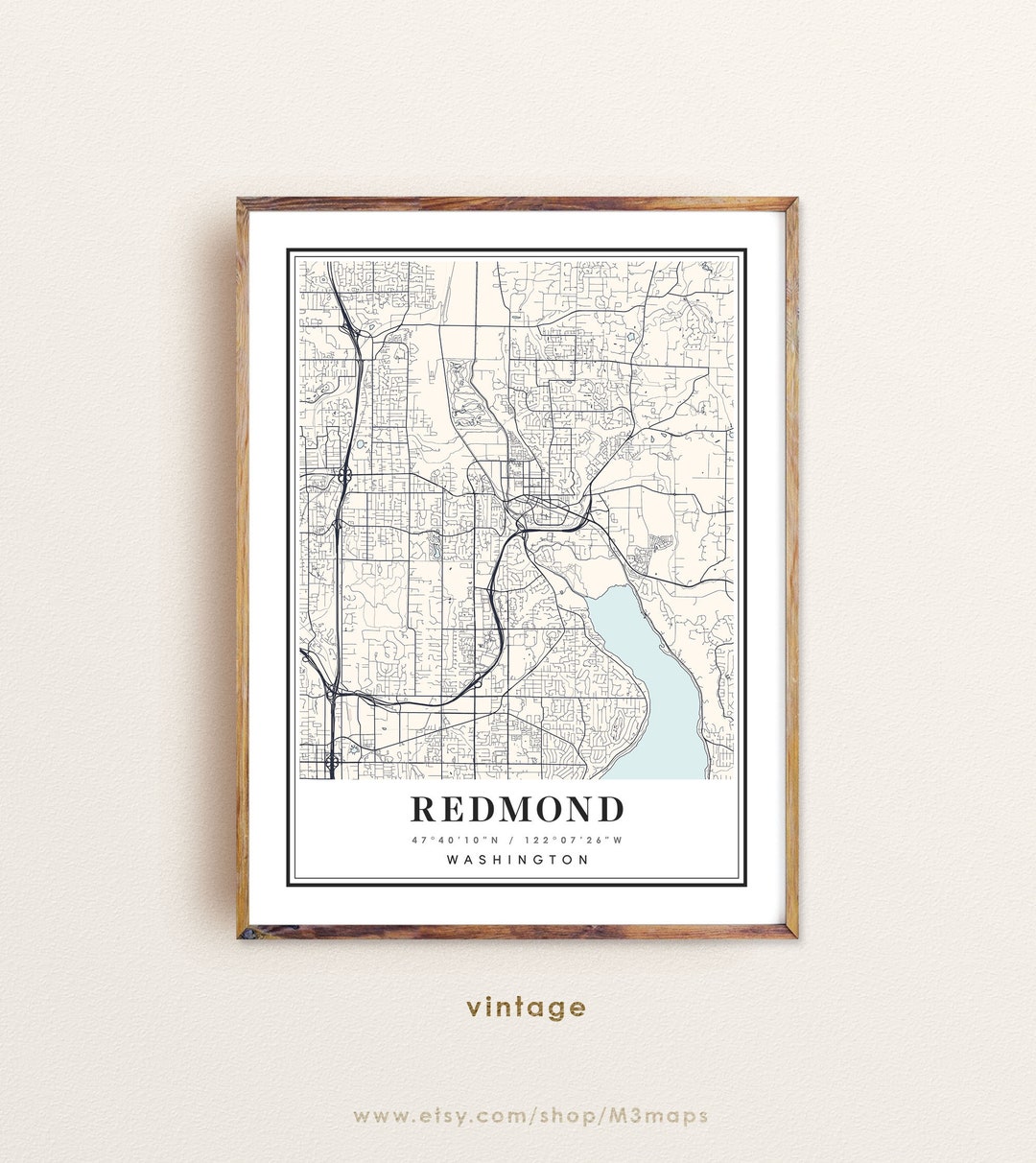 Redmond Washington Map, Redmond WA Map, Redmond City Map, Redmond Print ...