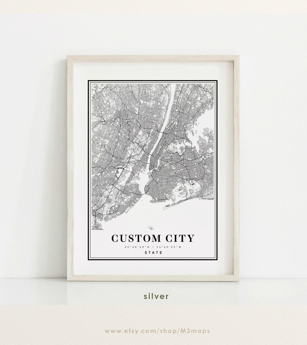 Custom City Map Print, Personalized Map Print, Custom Map Poster, Any ...