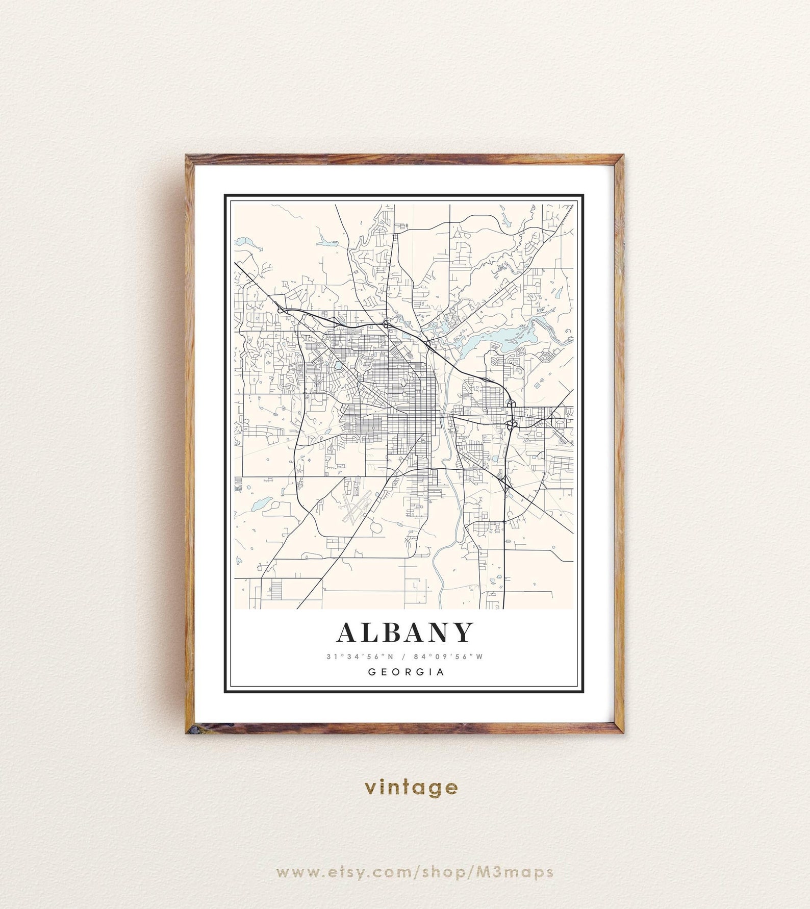 Albany Georgia map Albany GA map Albany city map Albany | Etsy