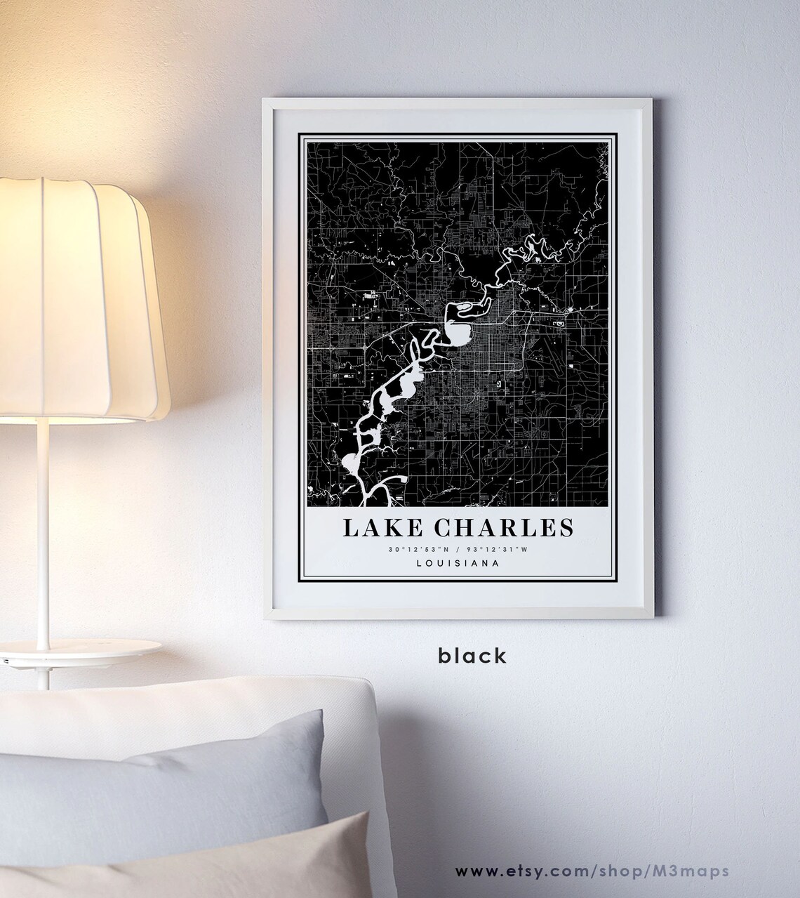 Lake Charles Louisiana Map Lake Charles LA Map Lake Charles | Etsy
