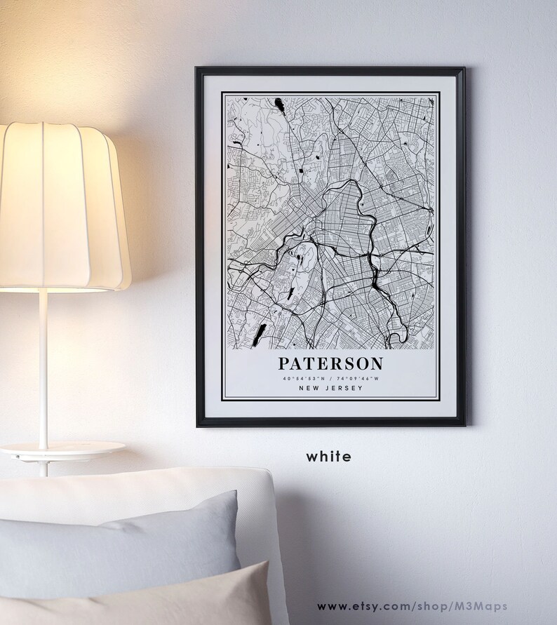 Paterson New Jersey Map Paterson NJ Map Paterson City Map | Etsy