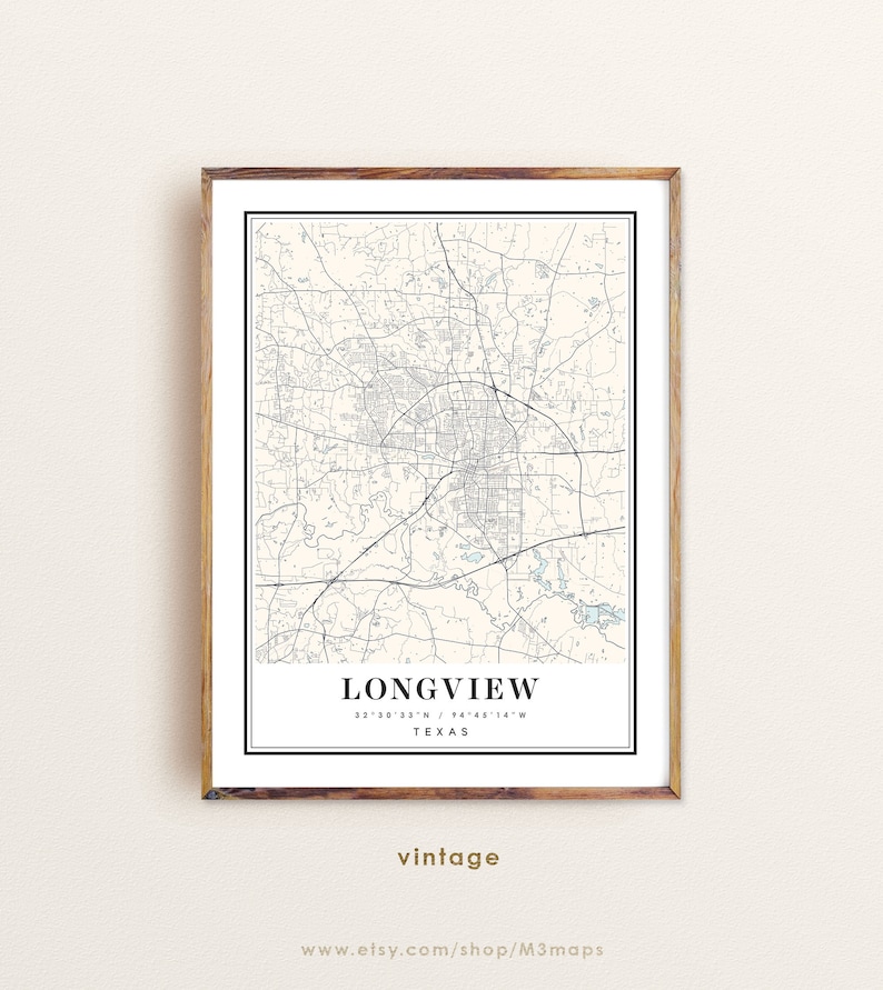 Longview Texas Map Longview TX Map Longview City Map - Etsy