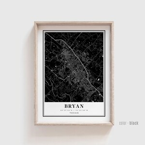 Bryan TX Map Print Bryan Texas City Poster Personalized Modern and Contemporary Art - Etsy