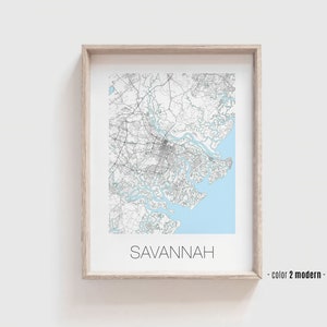 SAVANNAH GA City Map Poster, Savannah Georgia Street Map Print ...