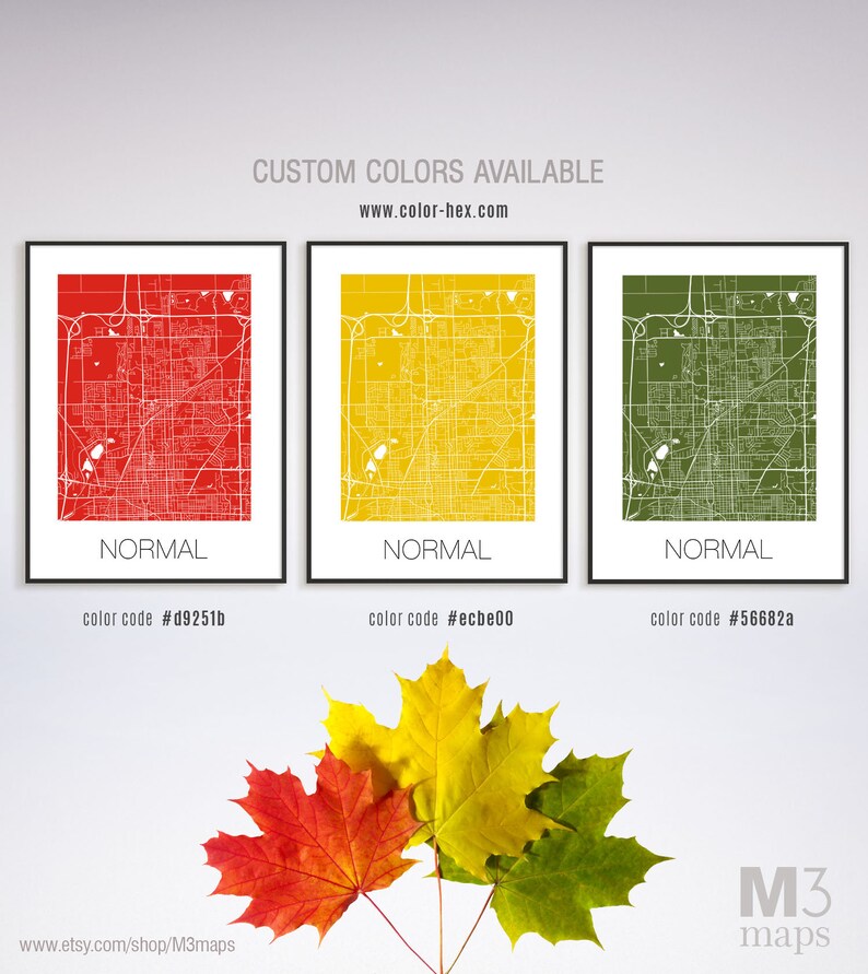 Normal Illinois Normal IL Map Normal Map Normal Print - Etsy