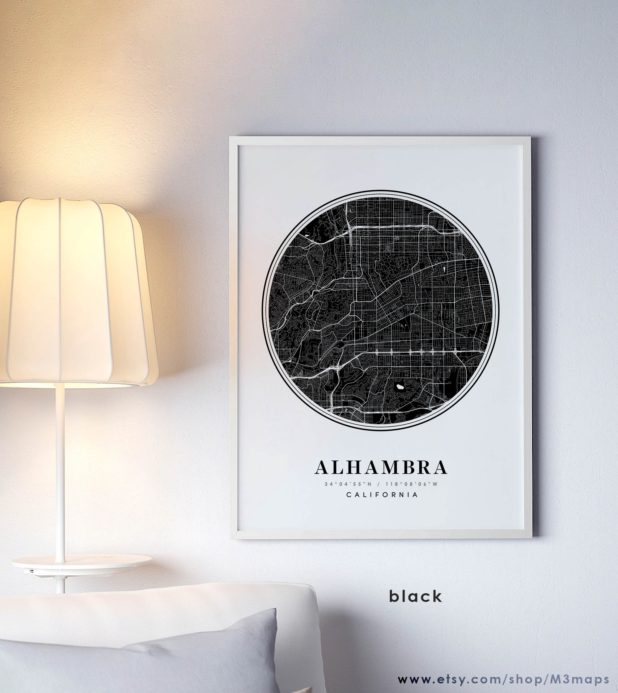 Alhambra Map California Alhambra CA Map Alhambra Print - Etsy
