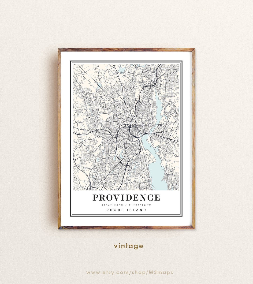 Providence Rhode Island Map Providence RI Map Providence - Etsy