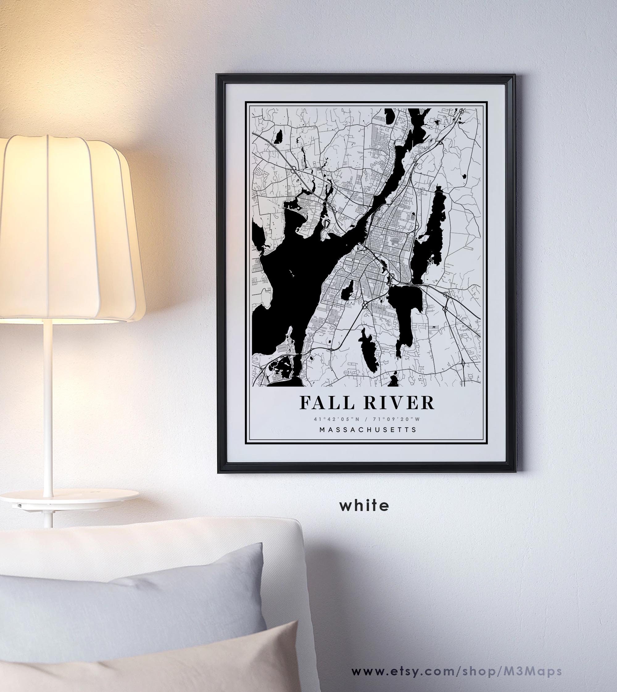 Fall River Massachusetts map Fall River MA map Fall River | Etsy