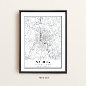 Nashua New Hampshire Map, Nashua NH Map, Nashua City Map, Nashua Print ...