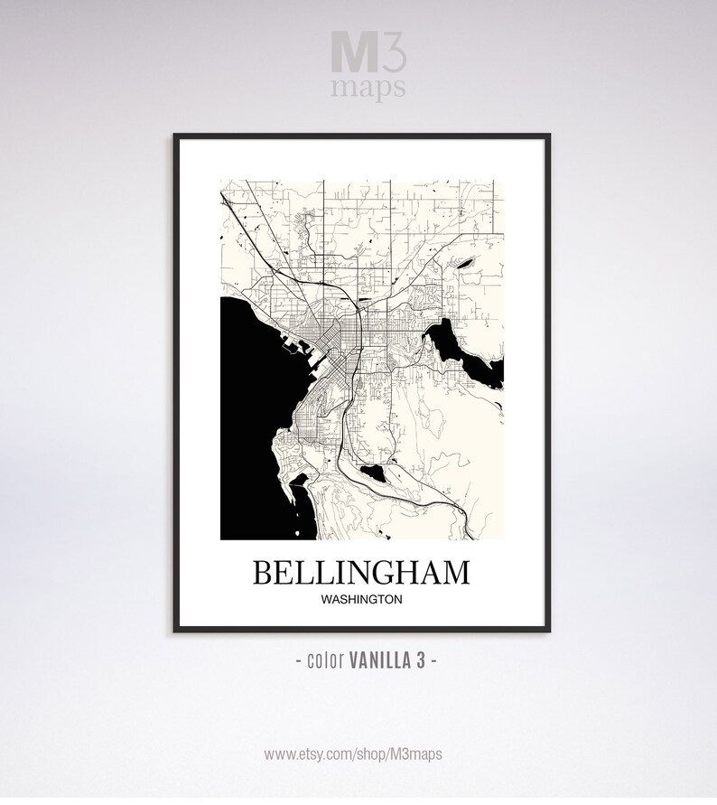 Bellingham Bellingham WA Map Bellingham Modern Art Print | Etsy