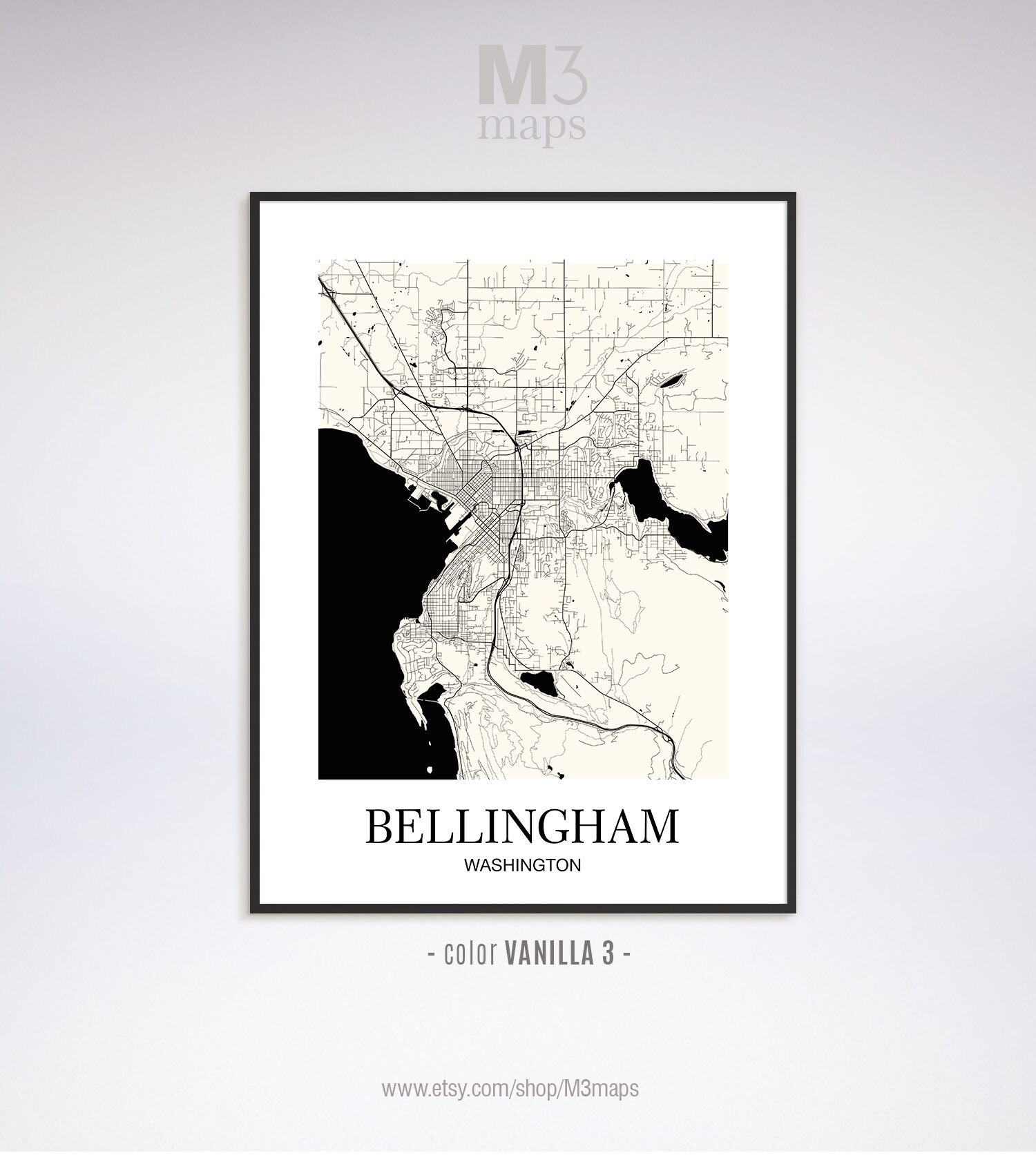 Bellingham Bellingham WA Map Bellingham Modern Art Print | Etsy