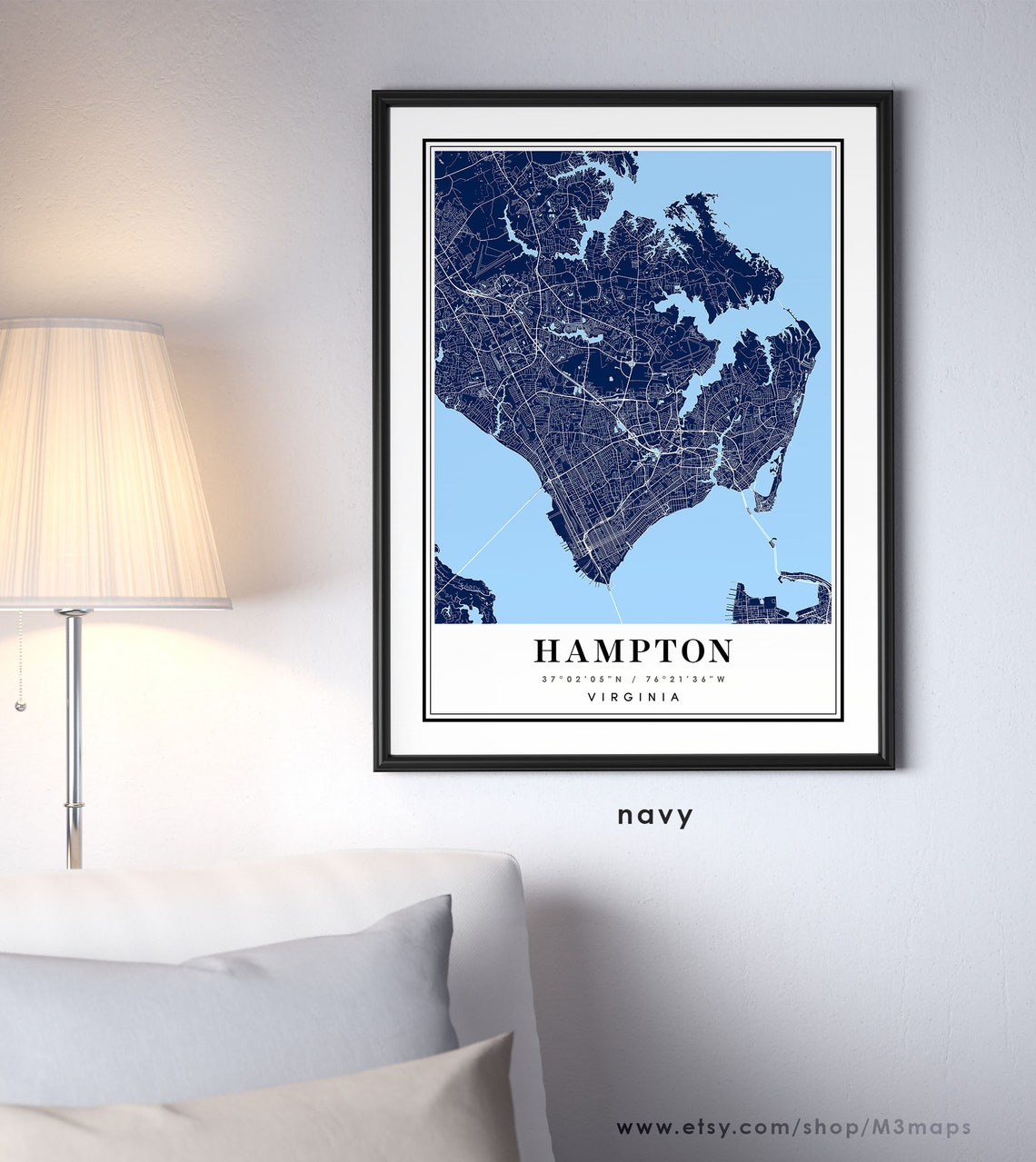 Hampton Virginia Map Hampton VA Map Hampton City Map - Etsy