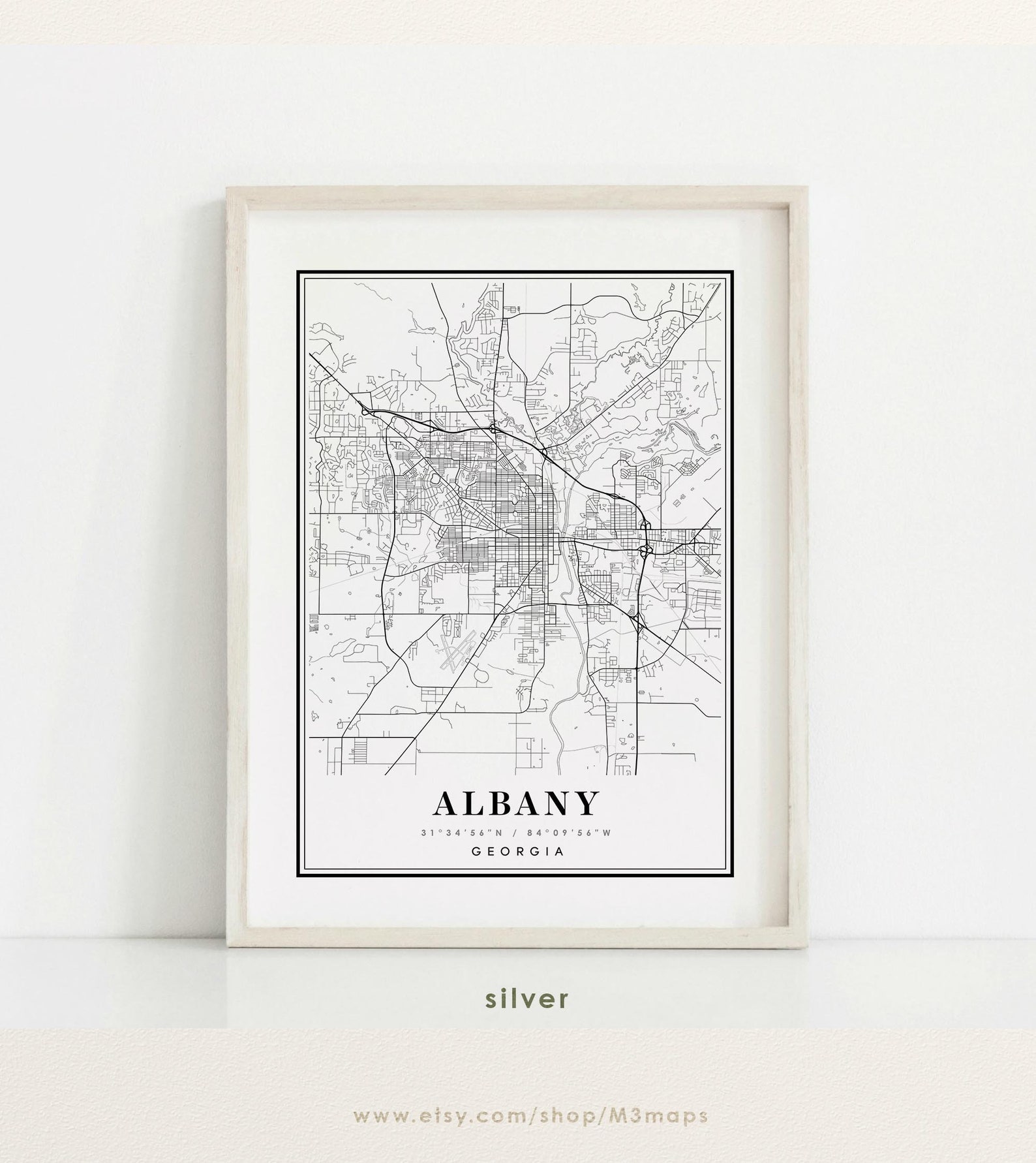 Albany Georgia map Albany GA map Albany city map Albany | Etsy