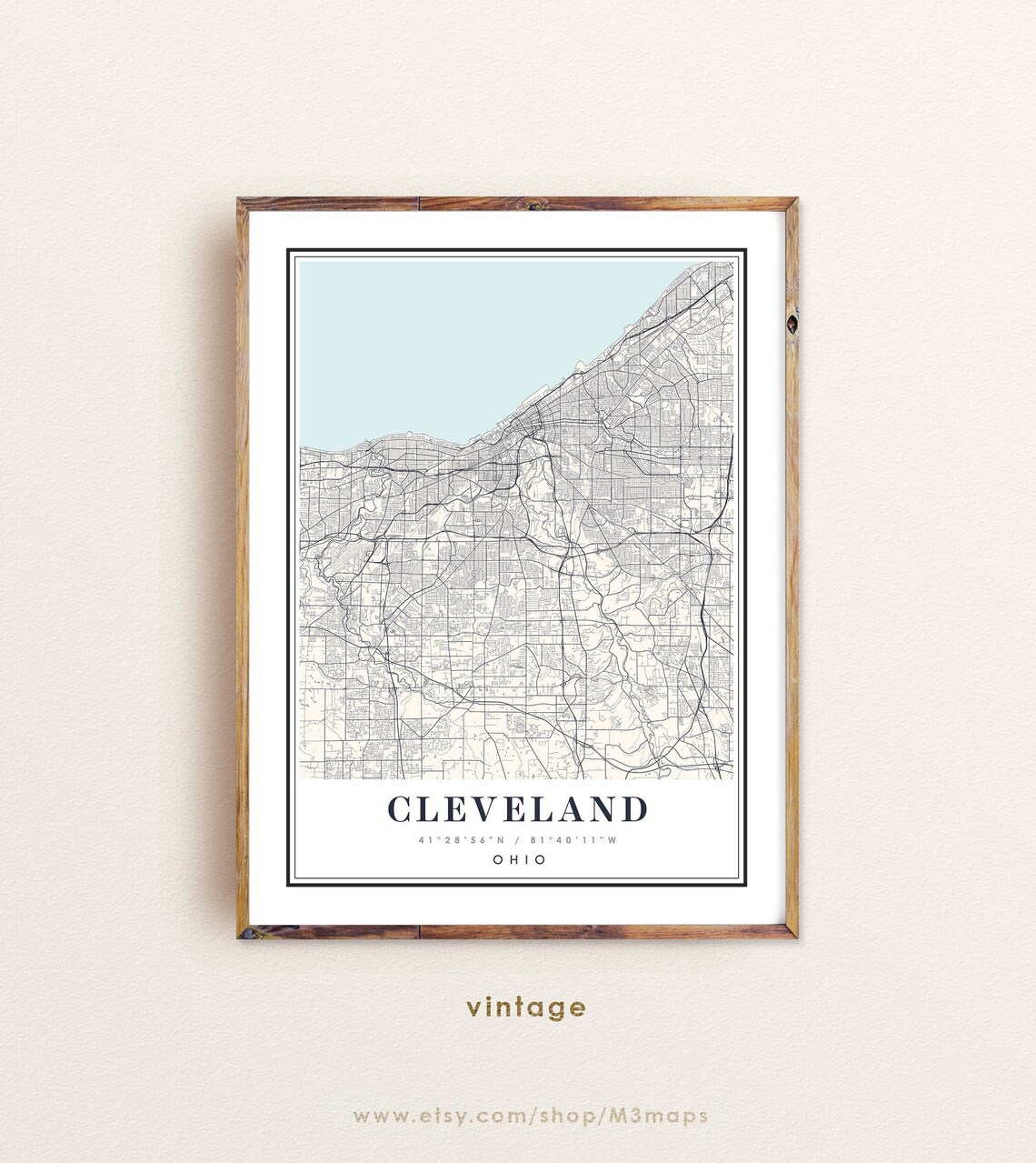 Cleveland Ohio map Cleveland OH map Cleveland city map | Etsy
