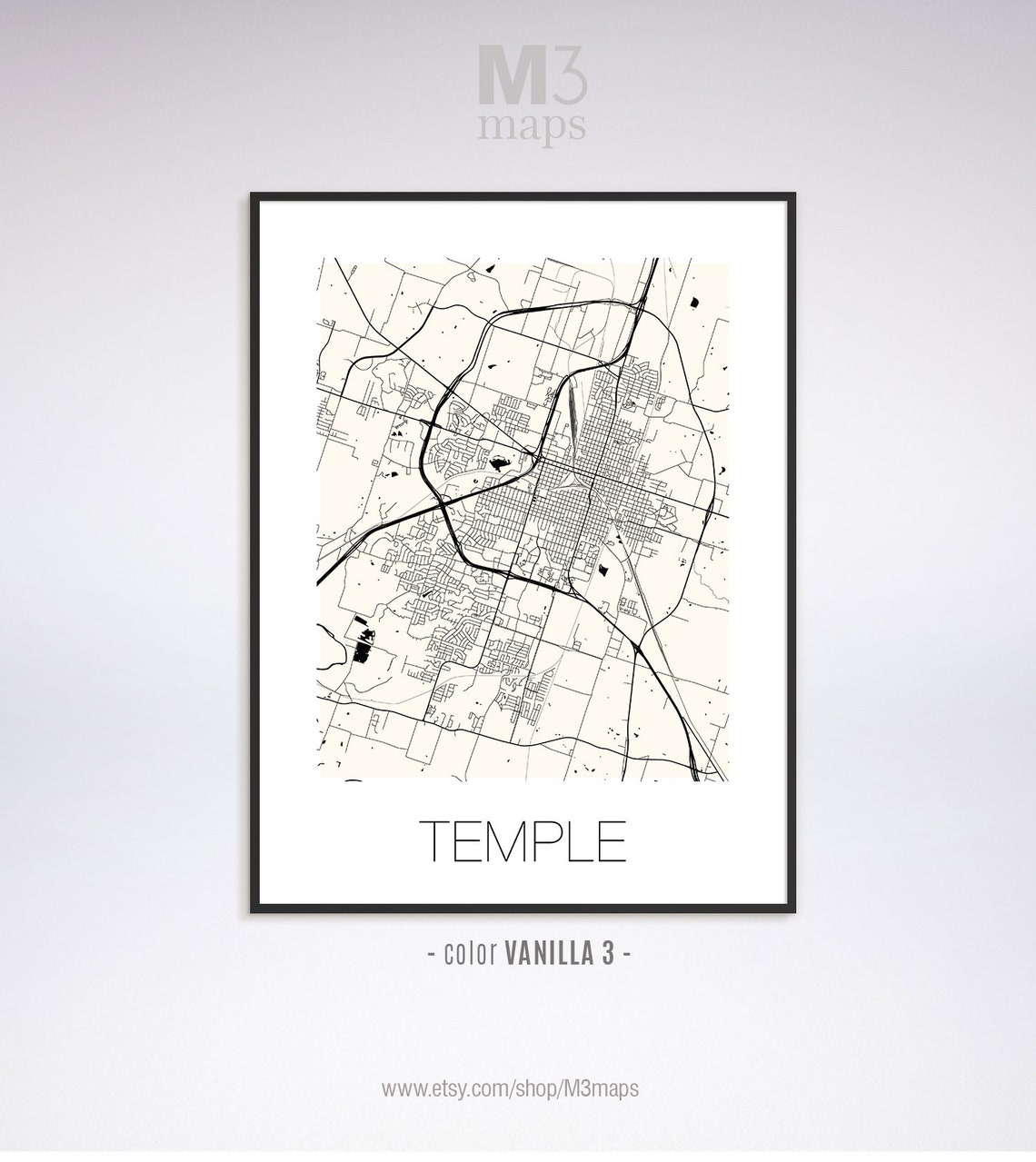 Temple Texas Temple TX Map Temple Map Temple Print Temple - Etsy