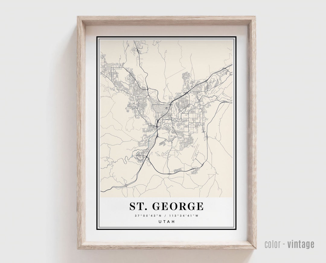 St. George UT Map Print St. George Utah City Poster Personalized Modern ...