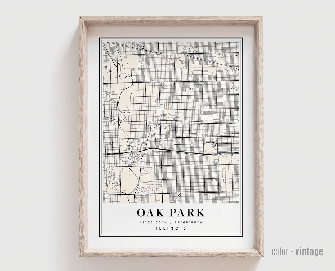 Oak Park IL Map Print - Oak Park Illinois City Poster - Personalized ...