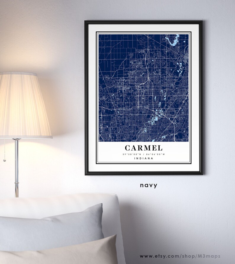 Carmel Indiana Map Carmel IN Map Carmel City Map Carmel | Etsy