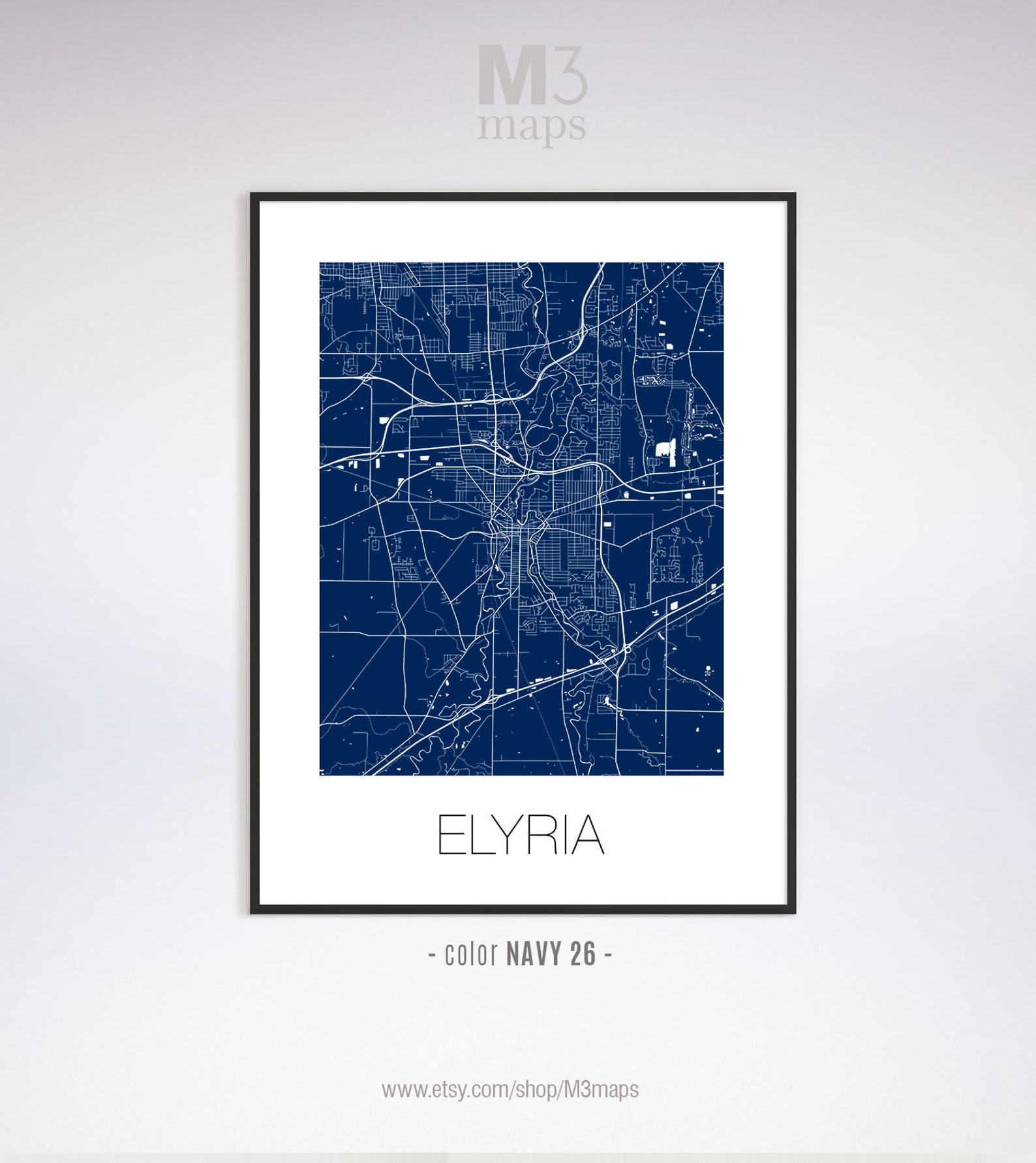 Elyria Ohio Elyria OH map Elyria map Elyria print Elyria | Etsy