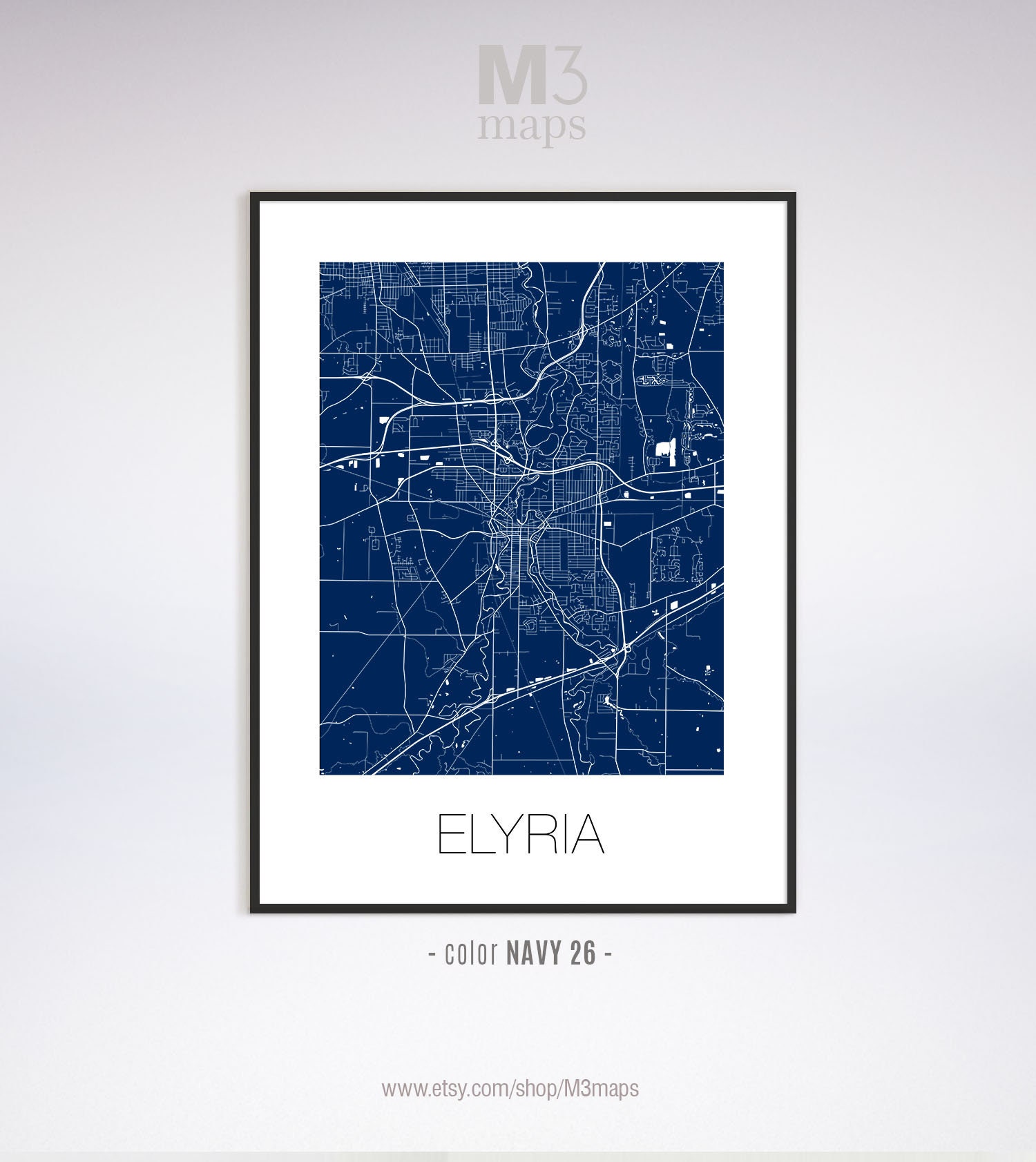 Elyria Ohio Elyria OH map Elyria map Elyria print Elyria | Etsy