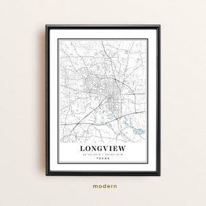 Longview Texas Map, Longview TX Map, Longview City Map, Longview Print ...