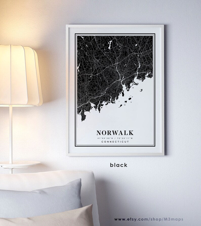 Norwalk Connecticut Map Norwalk CT Map Norwalk City Map - Etsy