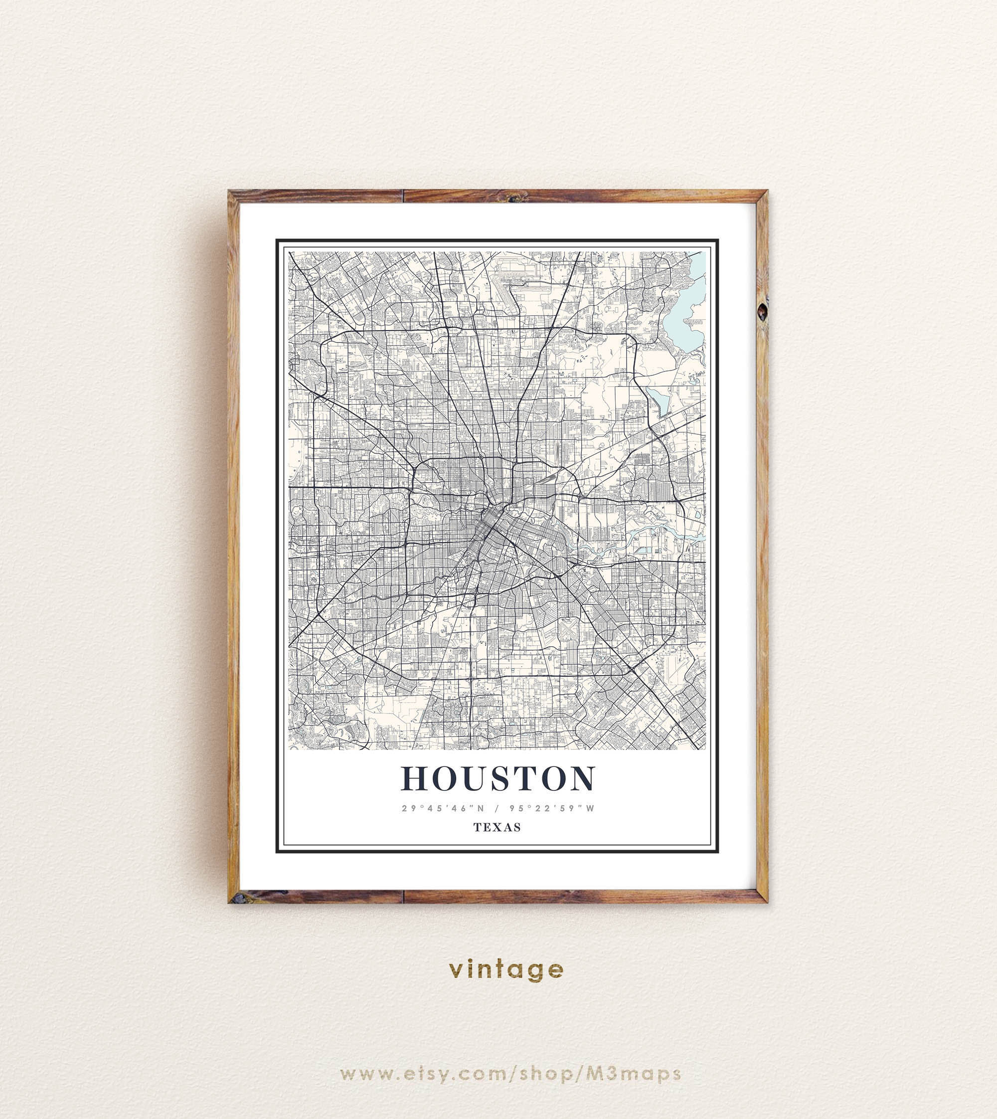 Houston Texas map Houston TX map Houston city map Houston | Etsy