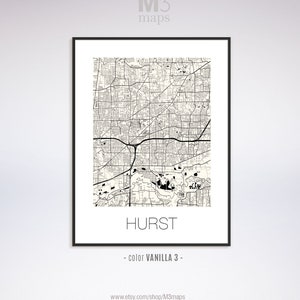 Hurst Texas Hurst TX Map Hurst Map Hurst Print Hurst - Etsy