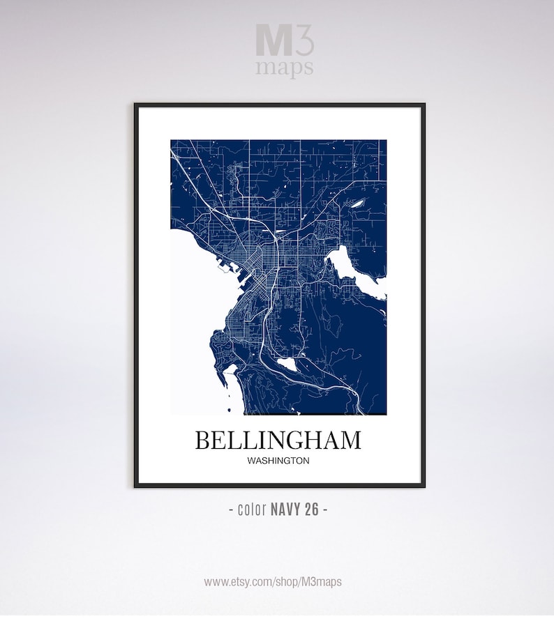 Bellingham Bellingham WA Map Bellingham Modern Art Print | Etsy