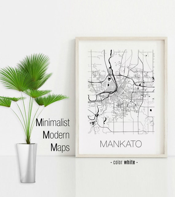 Mankato Minnesota Mankato MN map Mankato map Mankato print | Etsy