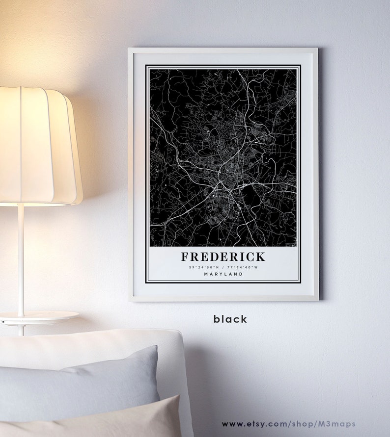 Frederick Maryland Map Frederick MD Map Frederick City Map - Etsy