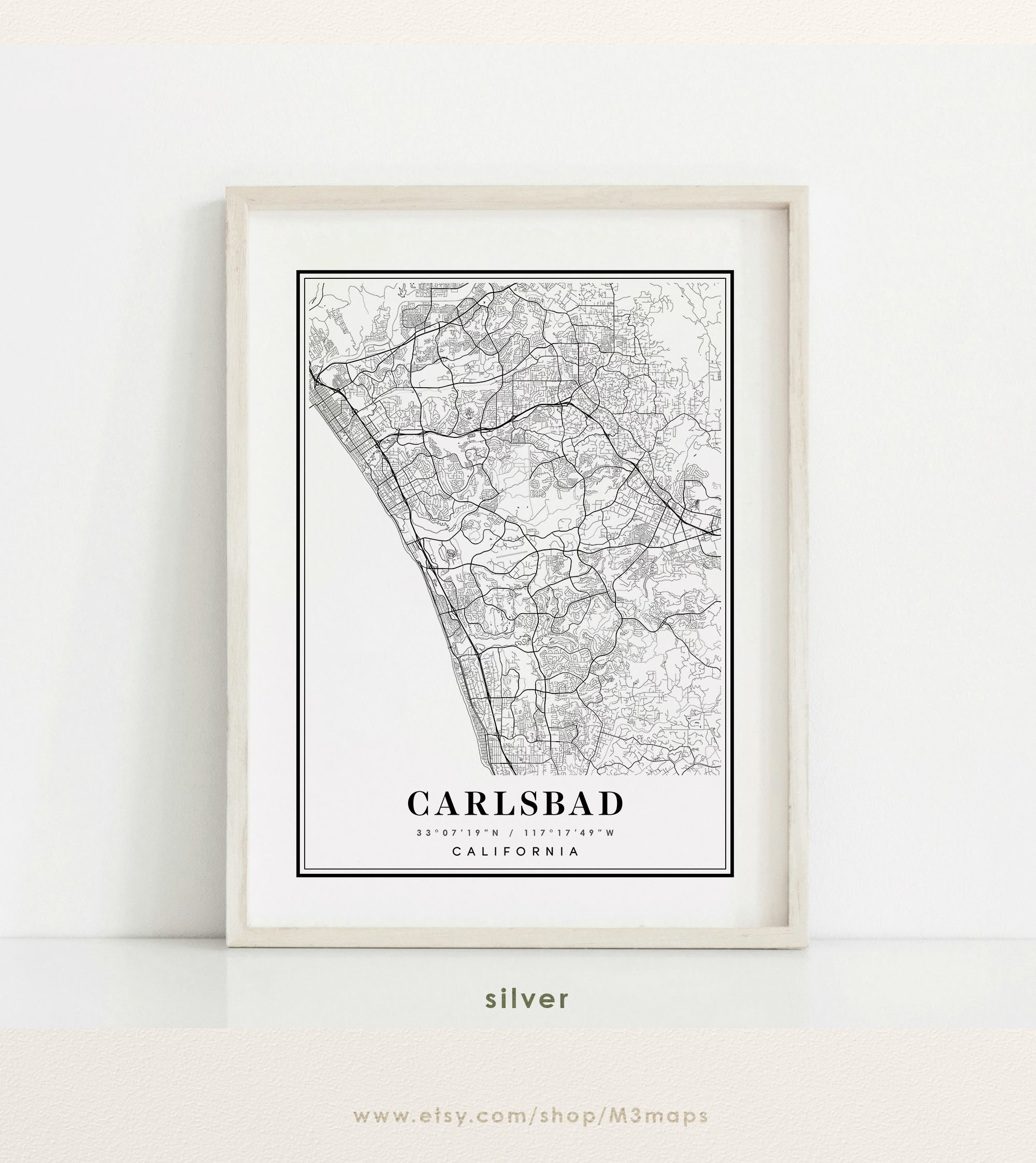 Carlsbad California Map Carlsbad CA Map Carlsbad City Map | Etsy