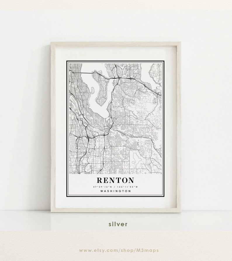 Renton Washington Map Renton WA Map Renton City Map Renton - Etsy