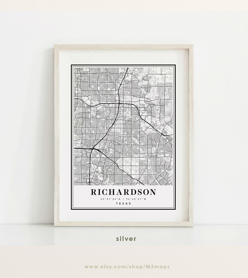 Richardson Texas Map Richardson TX Map Richardson City Map | Etsy
